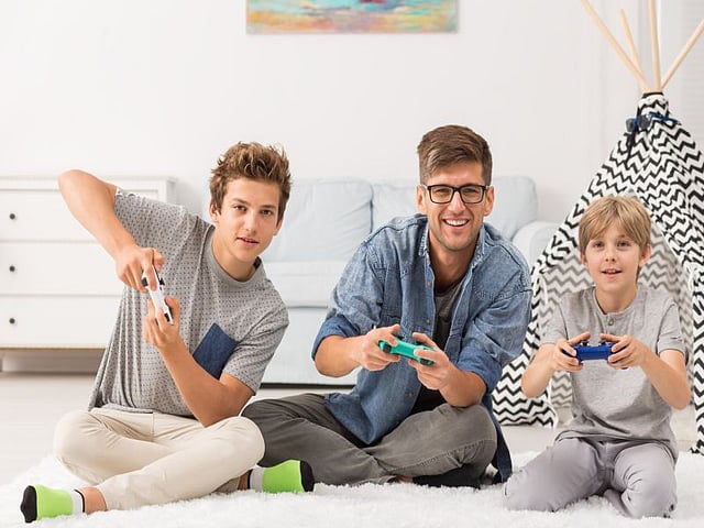 Obese Kids Playing Video Games